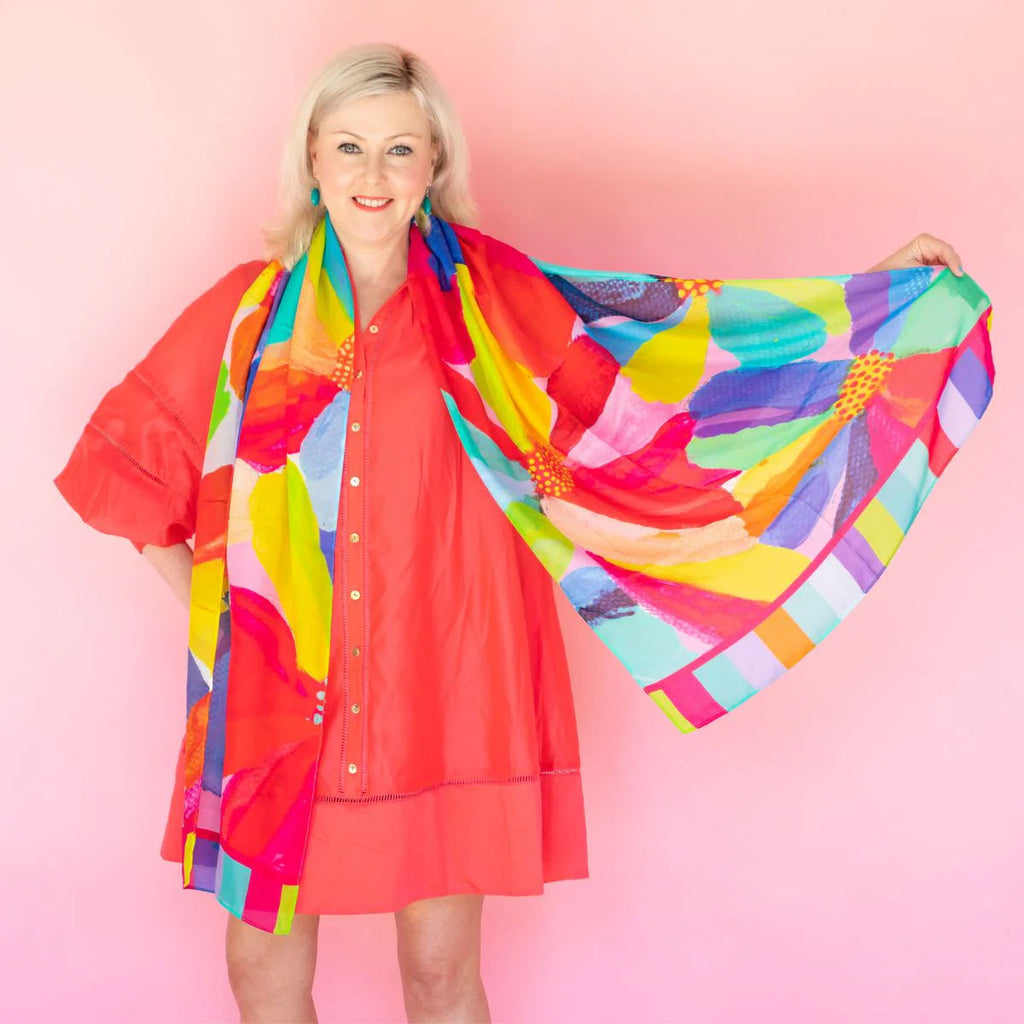 Long scarf Lordy Dordie Petal Party - Ruby Olive – National Museum Australia