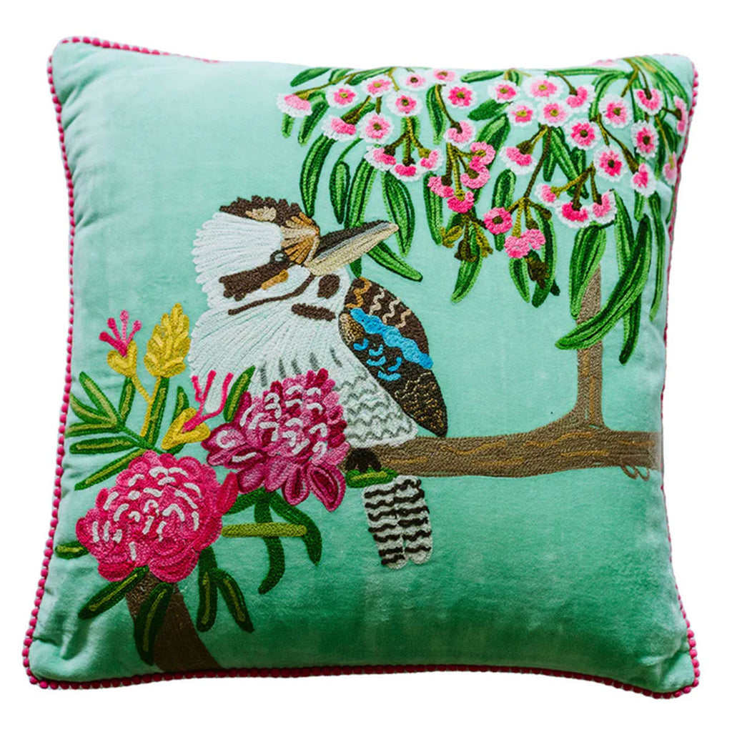 Cushion Kookaburra Aqua Multi Velvet 45x45cm - Ruby Star Traders ...