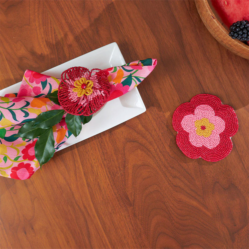 Napkin Ring Beaded Flower Red - Annabel Trends – National Museum Australia