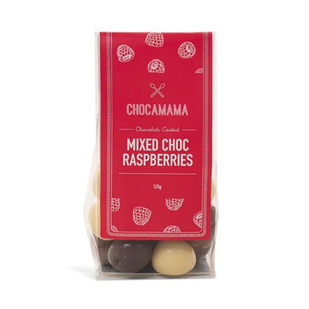 Stand up Bag Mix Choc Raspberries 125g - Chocomama – National Museum ...