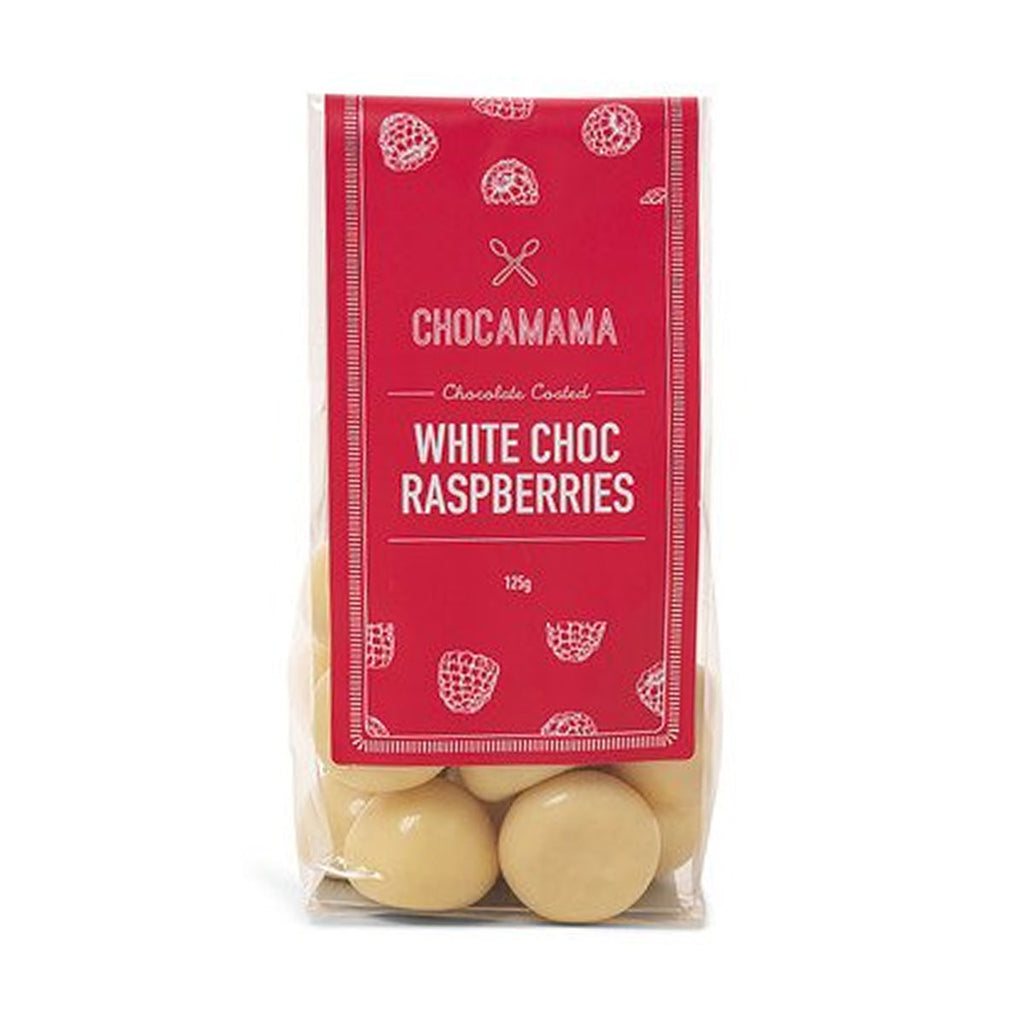 Stand up Bag White Raspberries 125g - Chocomama – National Museum Australia