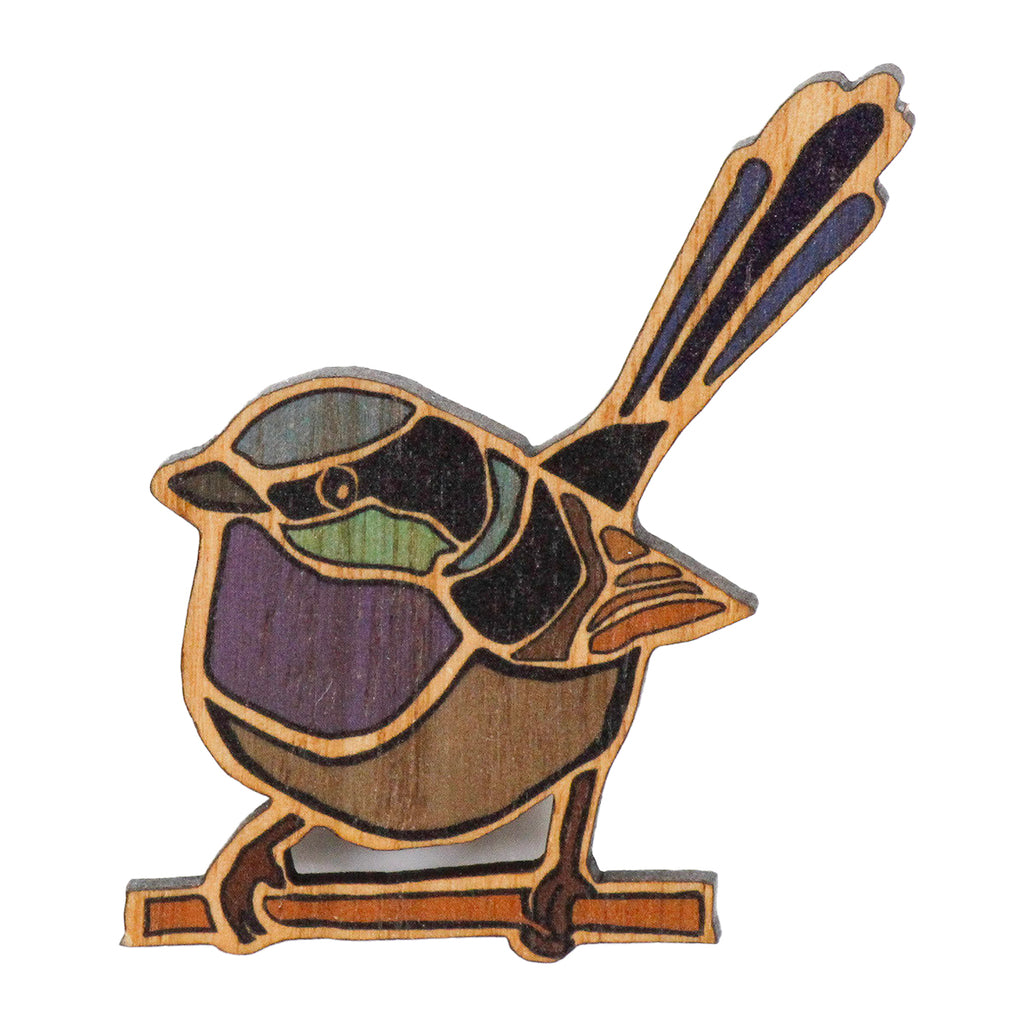 Brooch Coloured Fairy Wren - Buttonworks – National Museum Australia